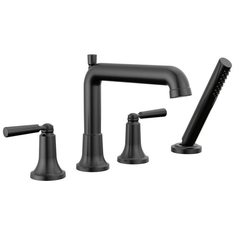 Delta T4736-BL Saylor Matte Black 1.75 GPM Double Lever Handle Deck ...
